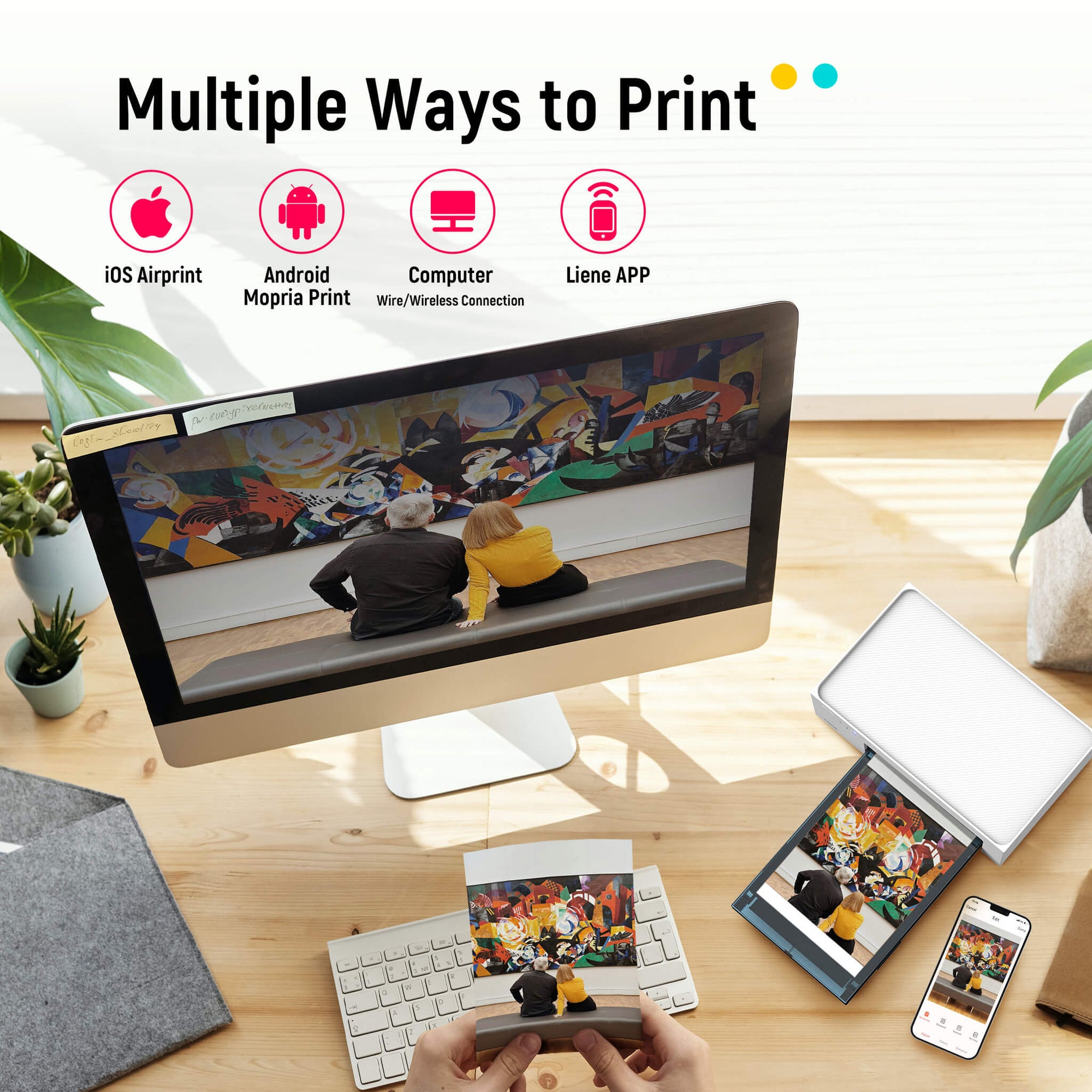 Amber 4x6" Instant Photo Printer with 100 Sheets & 3 Cartridges | Liene