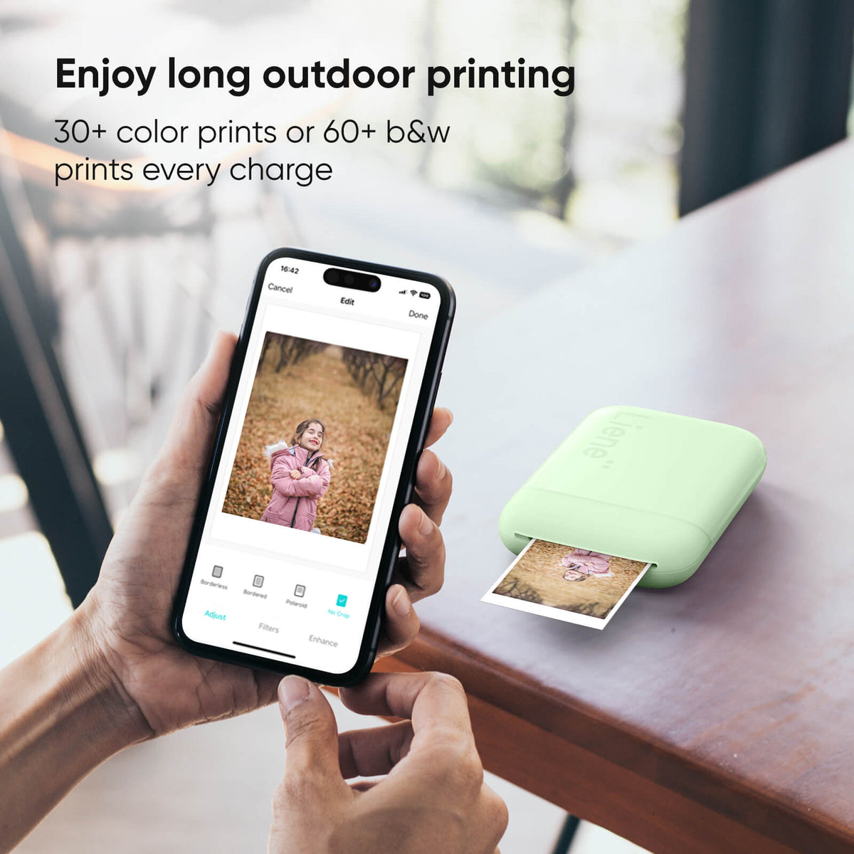 Pearl 2x3 Small Portable Photo Printer for Phone Green 50 Sheets | Liene