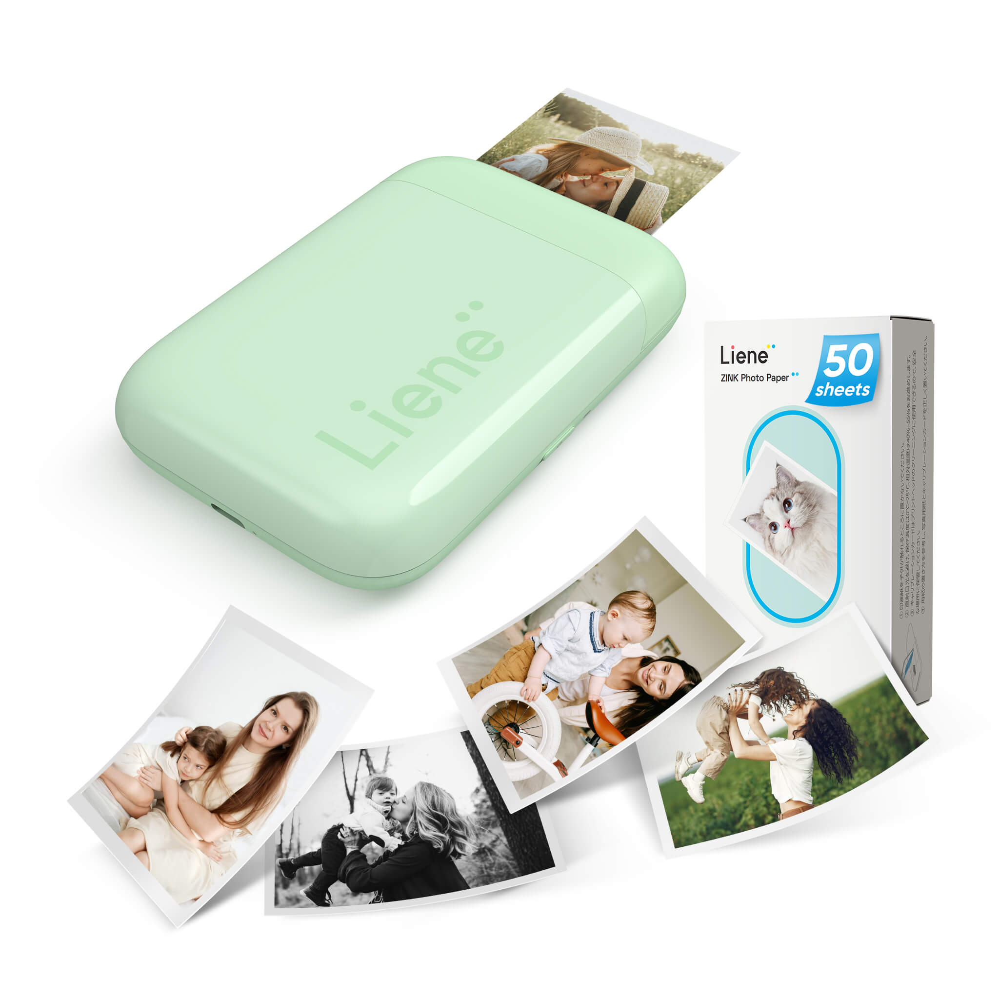 Pearl 2x3 Small Portable Photo Printer for Phone Green 50 Sheets | Liene