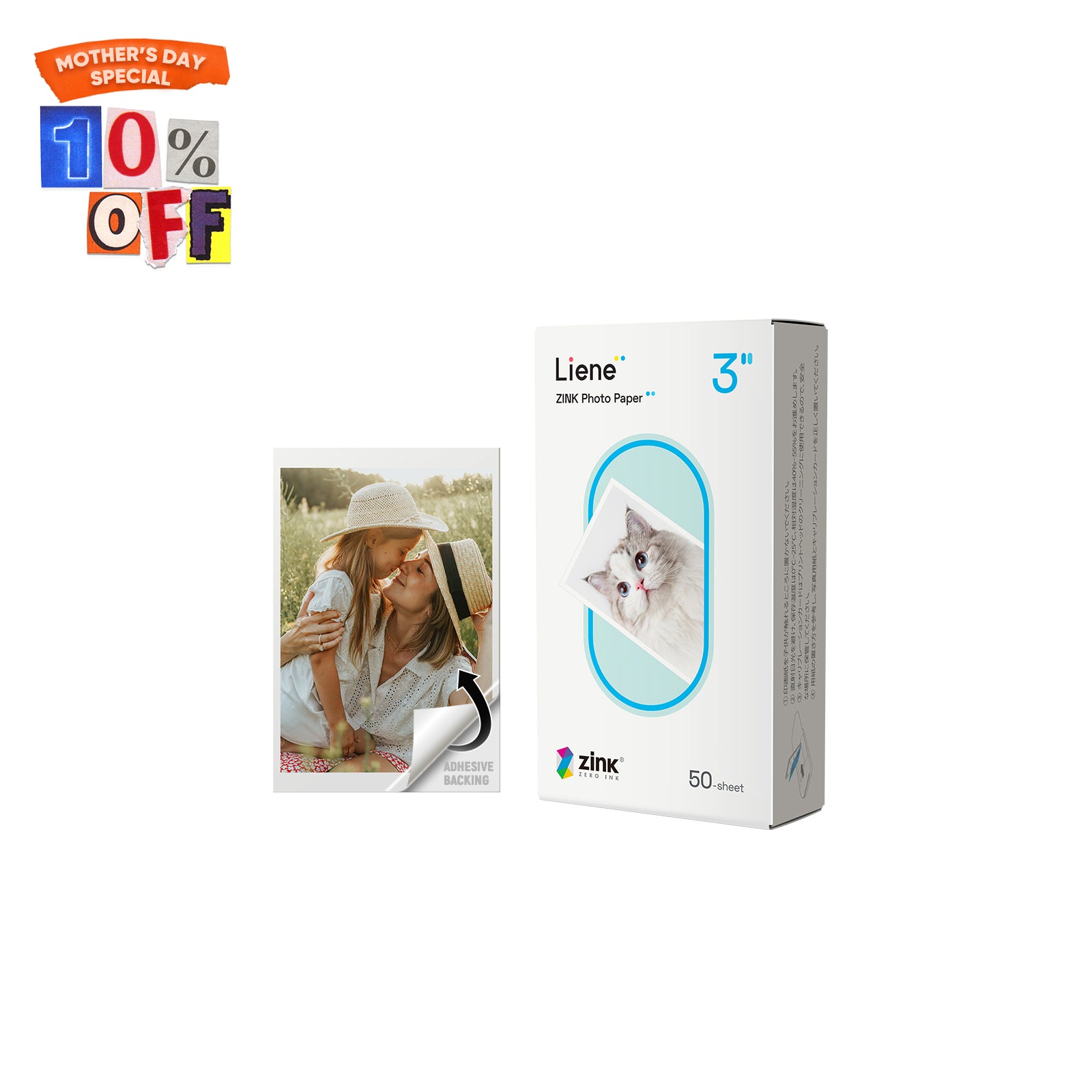 Pearl 2x3" Zink Photo Paper for Printer 50 Sheets | Liene